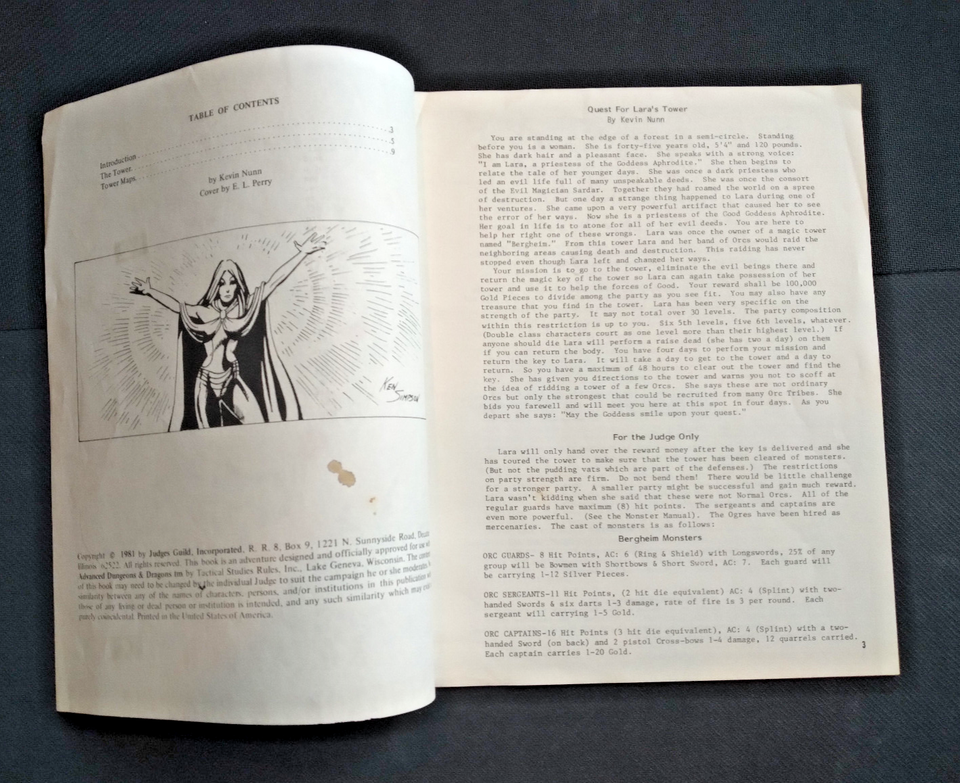 D&D Judges Guild (2) Modules - Lara's Tower & The Illhiedrin Book ...