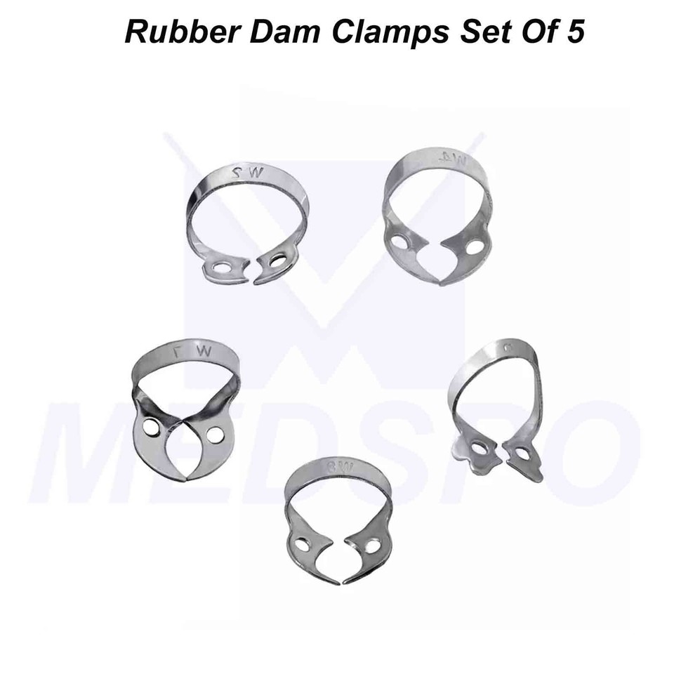 5 PCS Dental Rubber Dam Clamps Set Endodontic Brinker Clamp Surgical ...