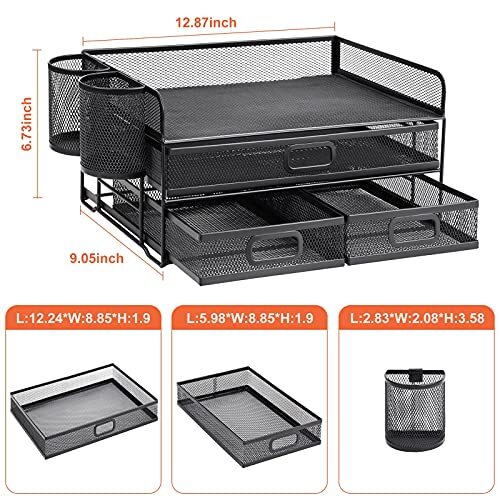 3 Tier Mesh Desk Organizer with Mesh Desk Organizer with 3 Drawers ...