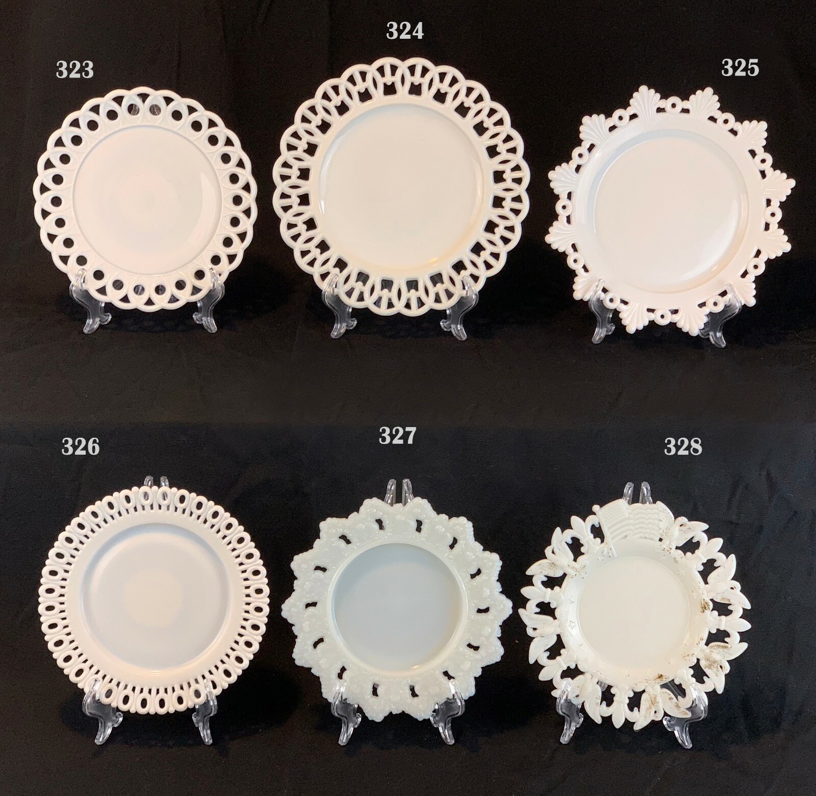 Milk Glass Lace Edge Plate Challinor Taylor & Co. Open Lattice Floral ...