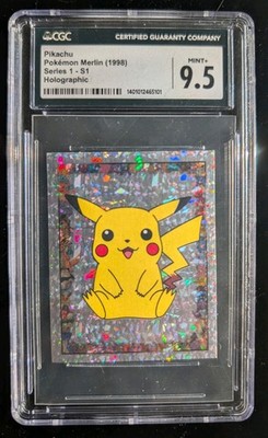 Pokemon Pikachu #S1 Merlin Sticker Series 1 Topps Holo - CGC MINT+ 9.5 ...