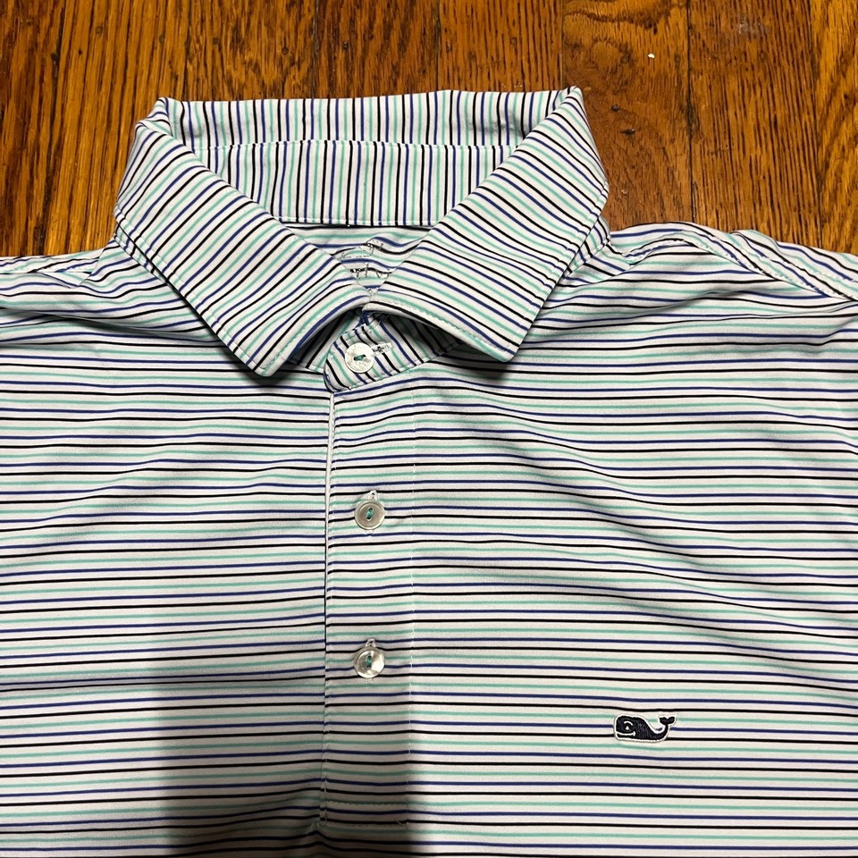 Vineyard Vines Men's M Performance Golf Polo Shirt Striped Whale Fox ...