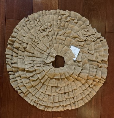21” Ruffled Burlap Christmas Tree Skirt Tan Farmhouse Country Primitive ...