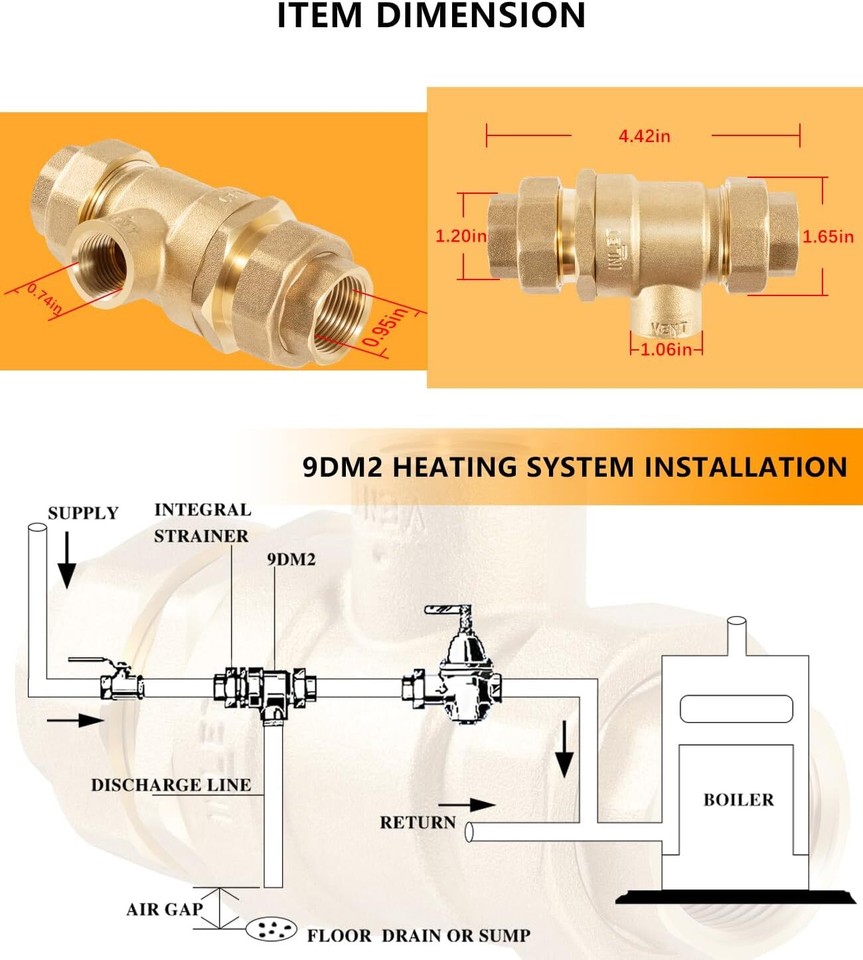 9D-M2 Backflow Preventer Dual Check Valve with Intermediate Atmospheric ...