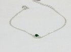 Women 925 Sterling Silver Green CZ Heart Love Silver Chain Hand ...