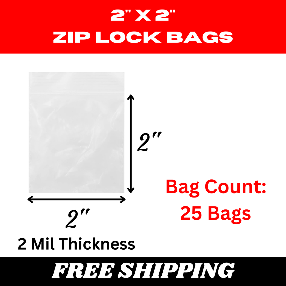 Clear Zip Seal Top Lock 2"x 2" 2x2 Plastic Bags 2 Mil Jewelry Baggies ...
