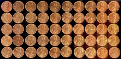 1948 USA (50) LINCOLN WHEAT CENT ORIGINAL 1c ROLL CHOICE MINT STATE RED ...