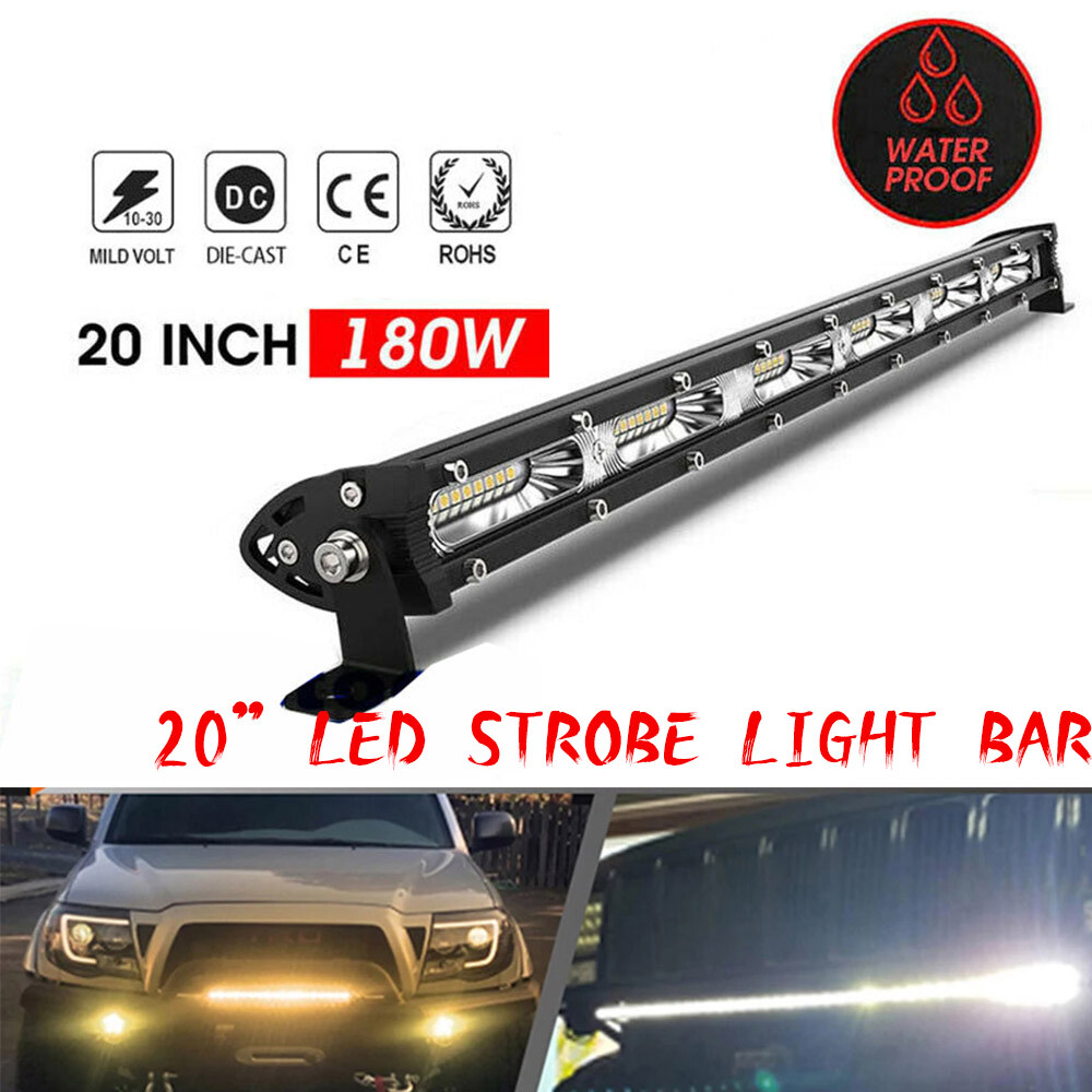 20 inch Strobe LED Light Bar Amber & White Flood Combo Truck SUV ...