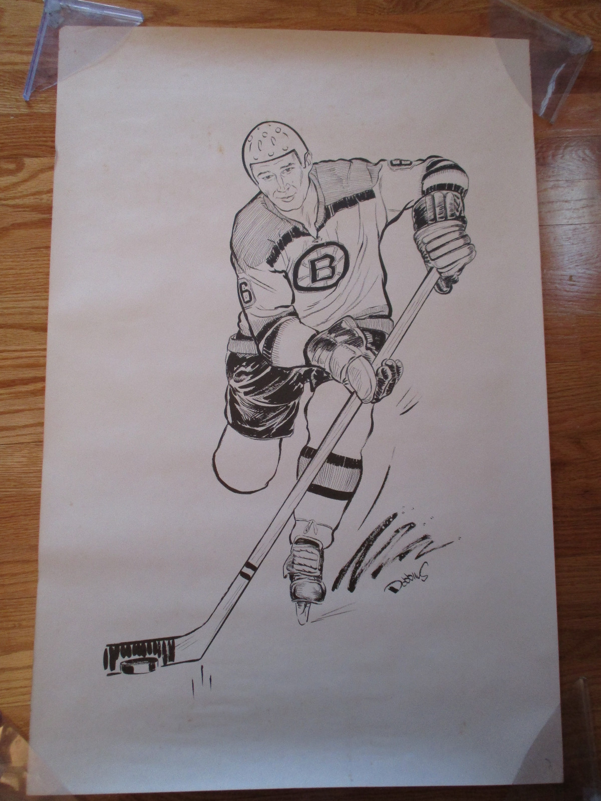 Rare 1971 Cartoonists Jim Dobbins TED GREEN Boston Bruins B&W Poster ...