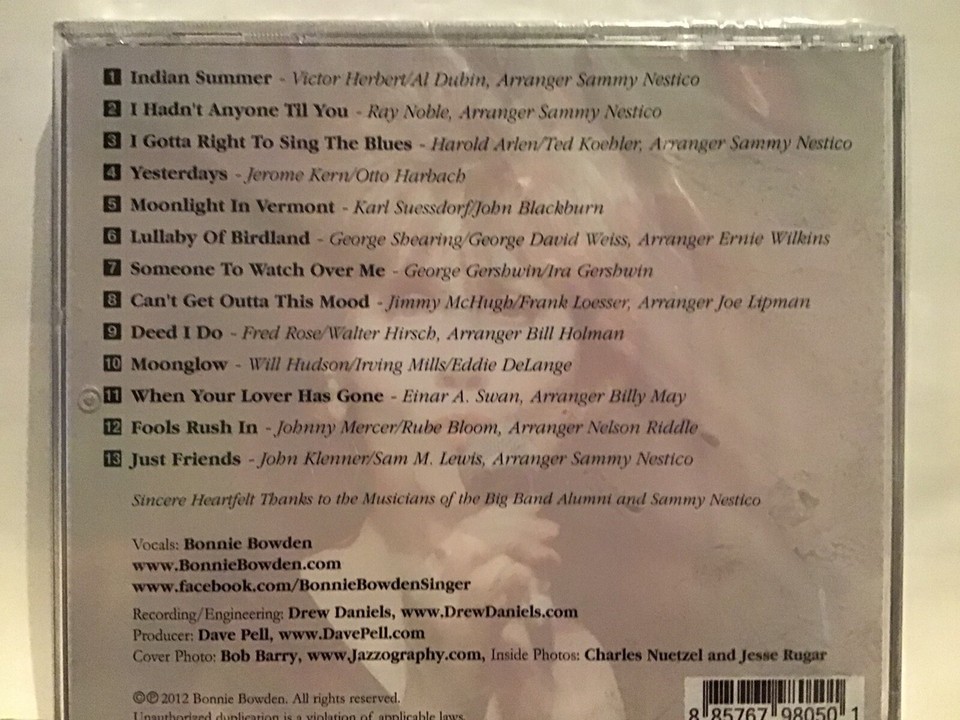 BONNIE BOWDEN sings THE GREAT AMERICAN SONGBOOK SEALED CD*13 SELECTIONS ...