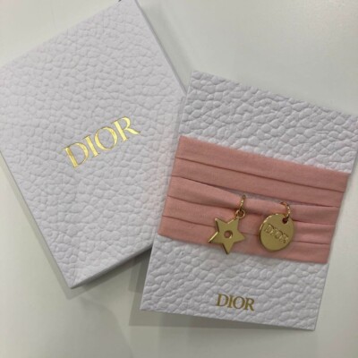 Christian Dior Pink Bracelet Choker Gold Charm Ribbon String Novelty ...