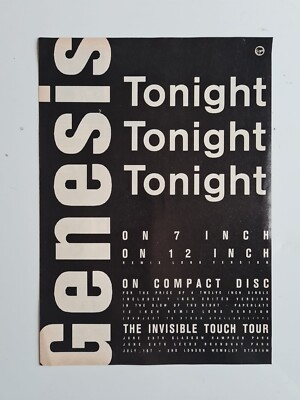 Rare Genesis Tonight Tonight Tonight 1990s MUSIC Album ADVERT 9X12 ...