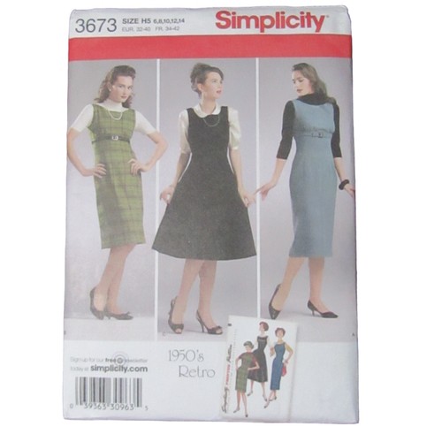 Simplicity Dress or Jumper Pattern 3673 Retro 50's Design Uncut | eBay