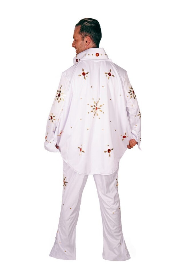 Deluxe Professional Elvis Costume Jeweled White Jumpsuit with Cape and ...