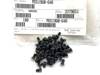 (5 PIECE LOT) MS51960-64B, 10-32 x 0.4400" Phillips 80/82° Flat MS (2A ...