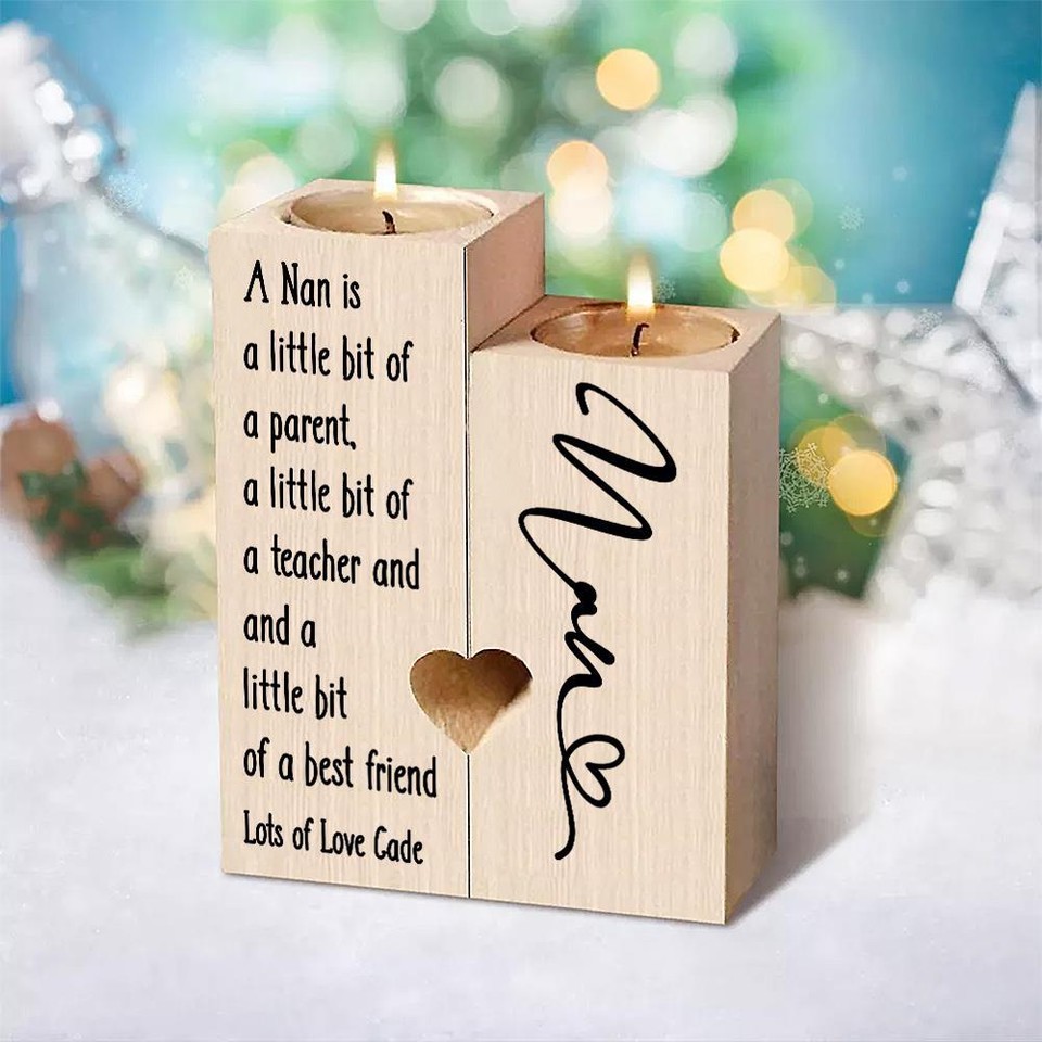 Personalised Nan Double Tea Light Candle Holder Gift TL-UV-25 | eBay