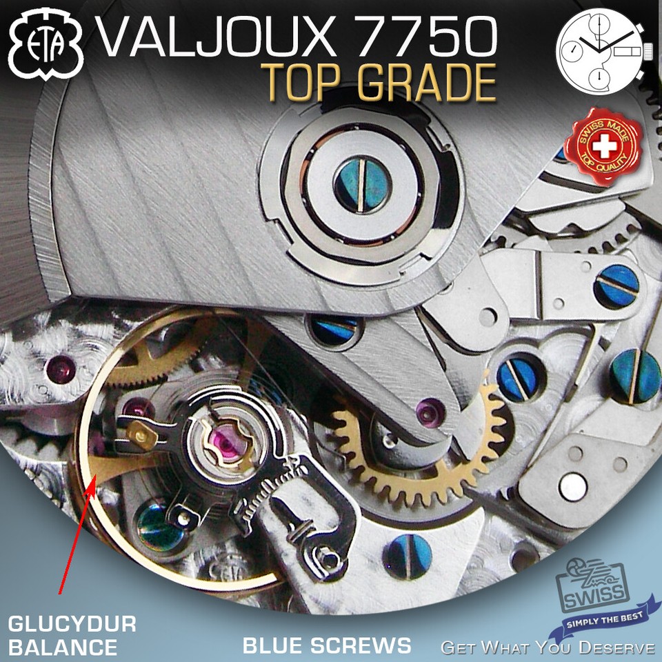 MOVEMENT ETA VALJOUX 7750, AUTOMATIC, TOP GRADE, CDG ROTOR | eBay