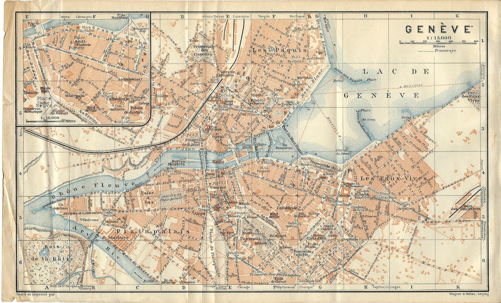 Ancient Map GENEVA GENEVA City Plant 1913 Old Antique map | eBay