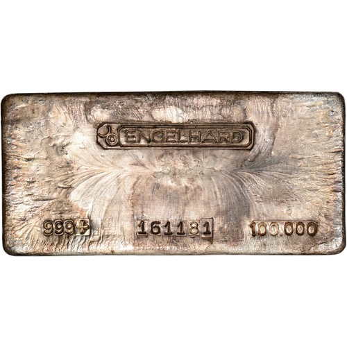 Vintage 100 oz Silver Bar - Engelhard Bull Logo .999+ Fine with Serial ...