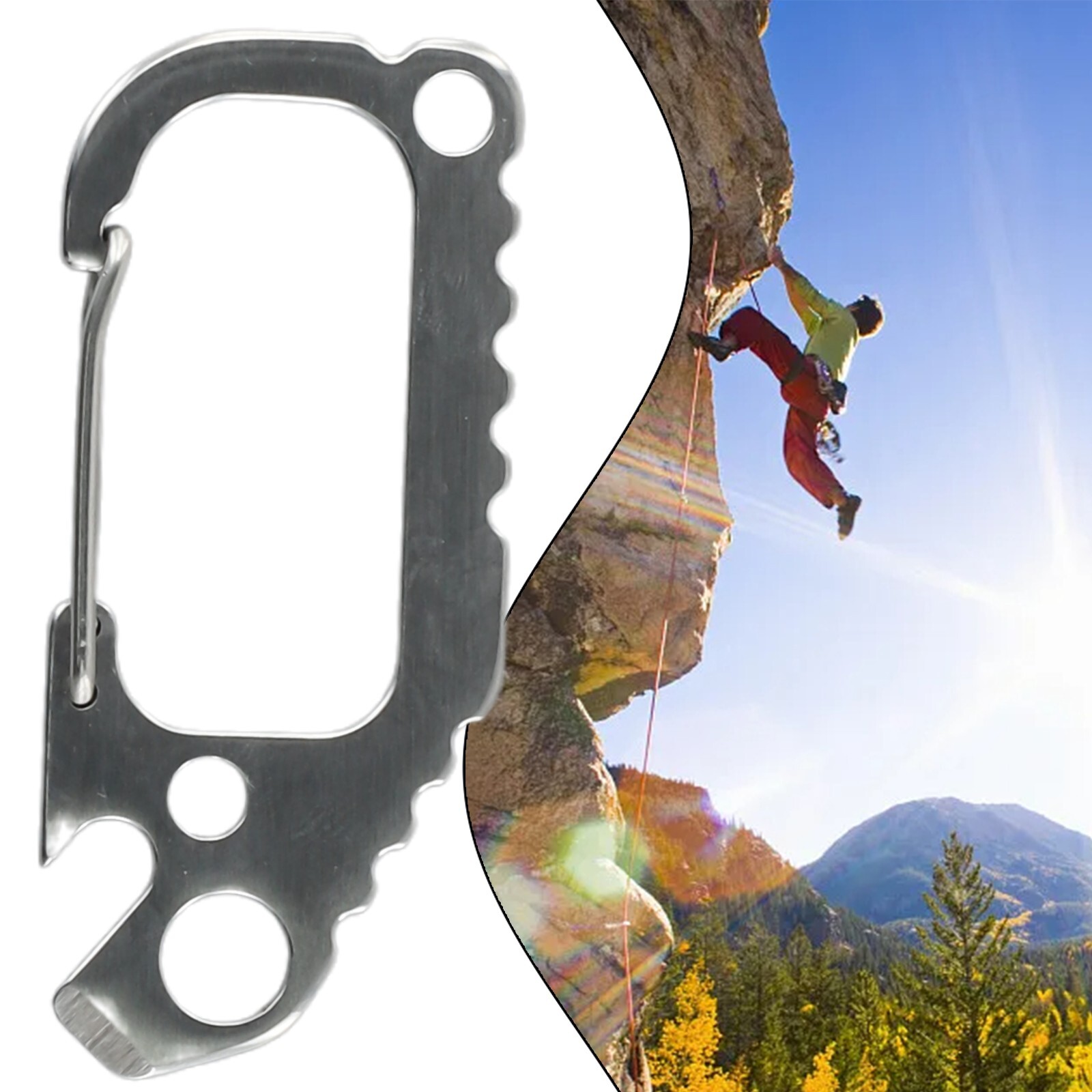 Rock Climbing Carabiner 1pc Stainless Steel Buckle Equipment Rappelling ...
