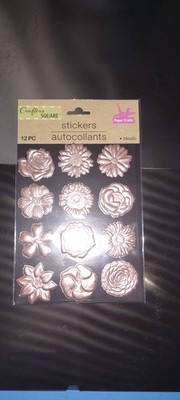 Crafters Square Stickers Metallic Floral 12PC Embossed Paper Crafts ...