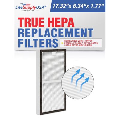 LifeSupplyUSA HEPA Filter Replacement Compatible with Hunter Permalife ...