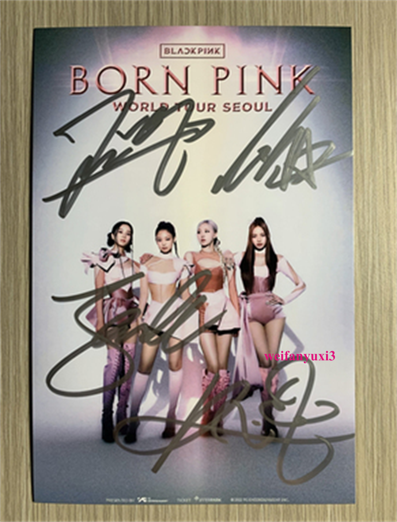 BLACKPINK Autographed Photo Autographs LISA Jennie ROSE Jisoo Hand ...