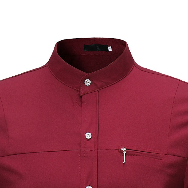 Mens Western style Long sleeve Slim Fit Button Front Stand collar ...