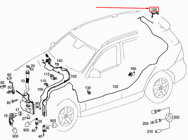 Mercedes-Benz Ml W166 2012 Rear Window Washer Spray Nozzle A1668600747 ...