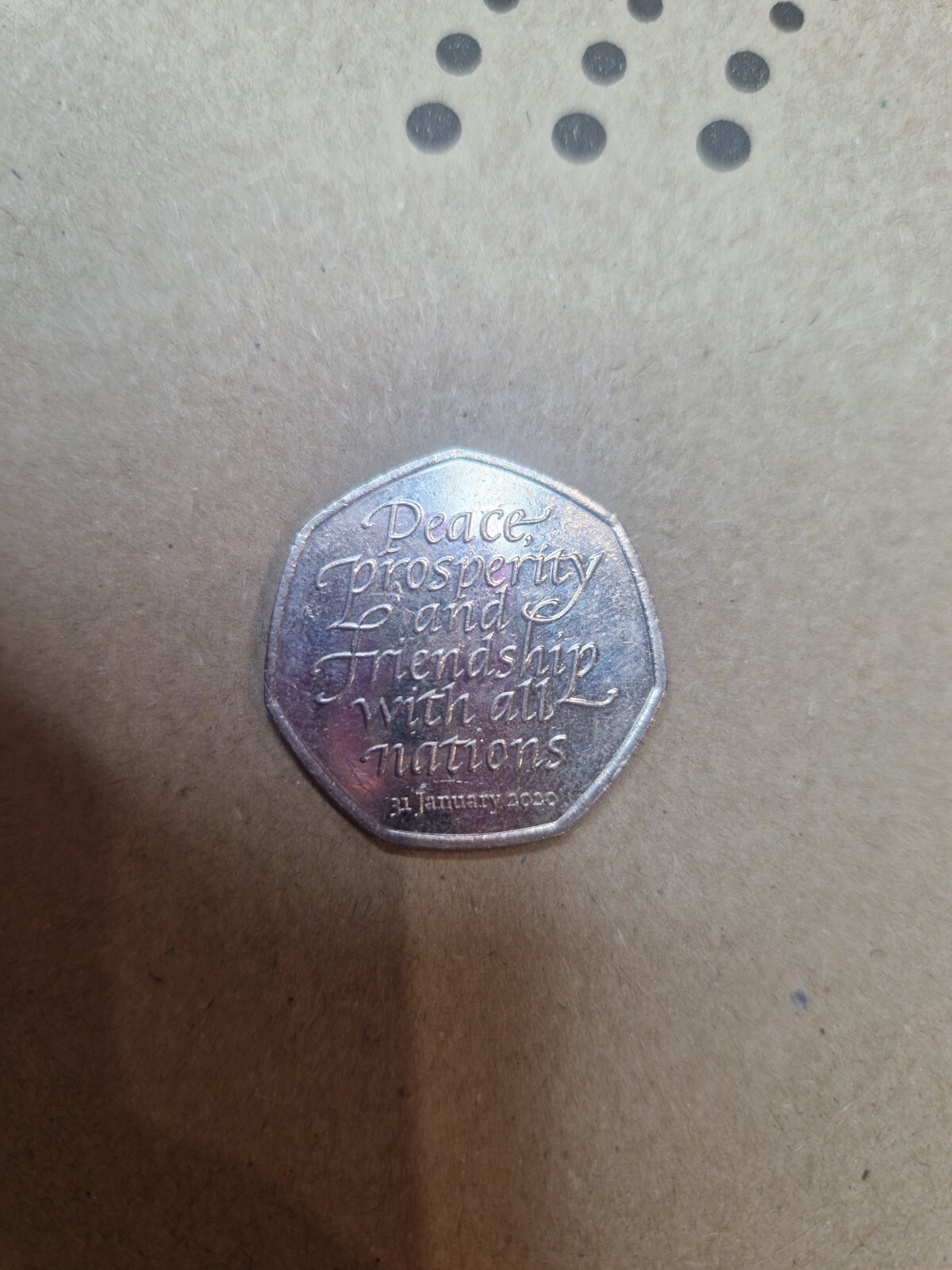 Very Rare (Brexit) 50p Coin Peace Prosperity And Friendship With All ...