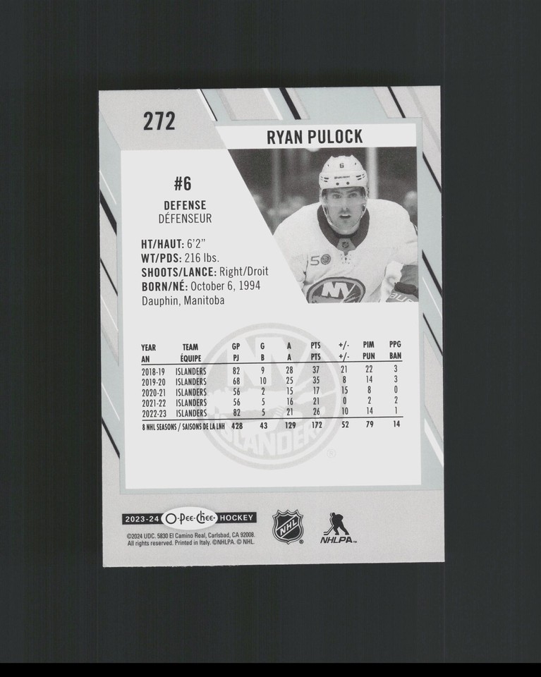2023-24 O-Pee-Chee OPC #272 Ryan Pulock, New York Islanders HOCKEY CARD *QTY* | eBay