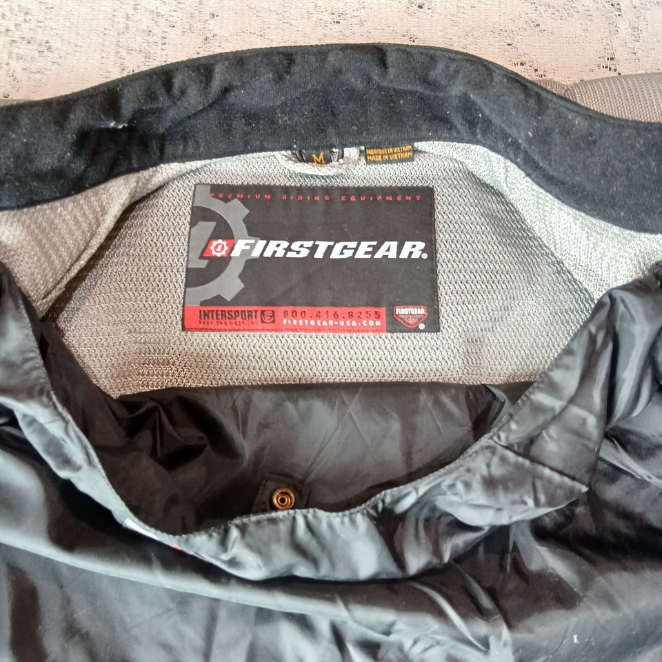 Firstgear Motorcycle Riding Jacket Mens M Gray Black Padded Hypertex ...