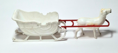 Vintage Celluloid Plastic Reindeer and Sleigh Christmas Decor Candy ...