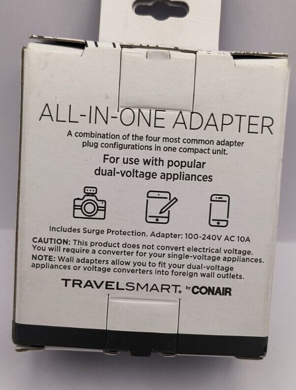 Travel Smart by Conair All-in-One Adapter Travel Adapter w/ Surge ...