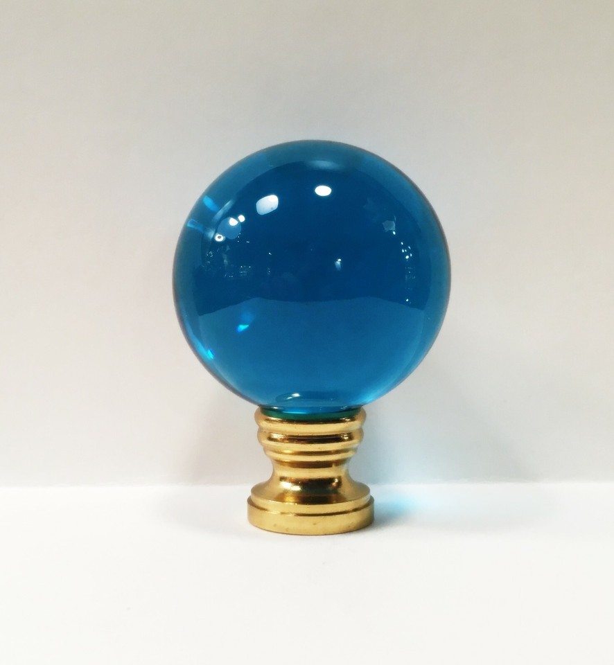 Lamp Finial-LARGE GLASS ORB in 10 Colors-Brass Base, 3 Finishes AB,CH ...