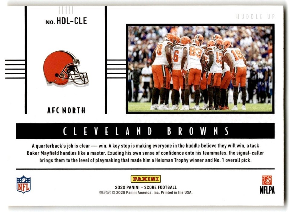 Cleveland Browns 2020 Panini Score Huddle Up Gold #HDL-CLE Cleveland ...