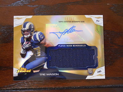 2014 Topps Finest Football Tre Mason Autographed Jumbo Relic Gold 10/50 ...