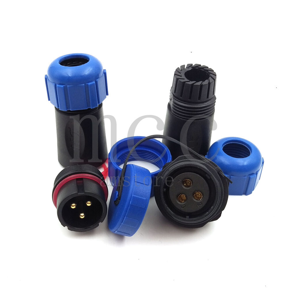 SP21 3 pin Screw Crimp InLine Cable Coupler Pair IP68 Waterproof ...