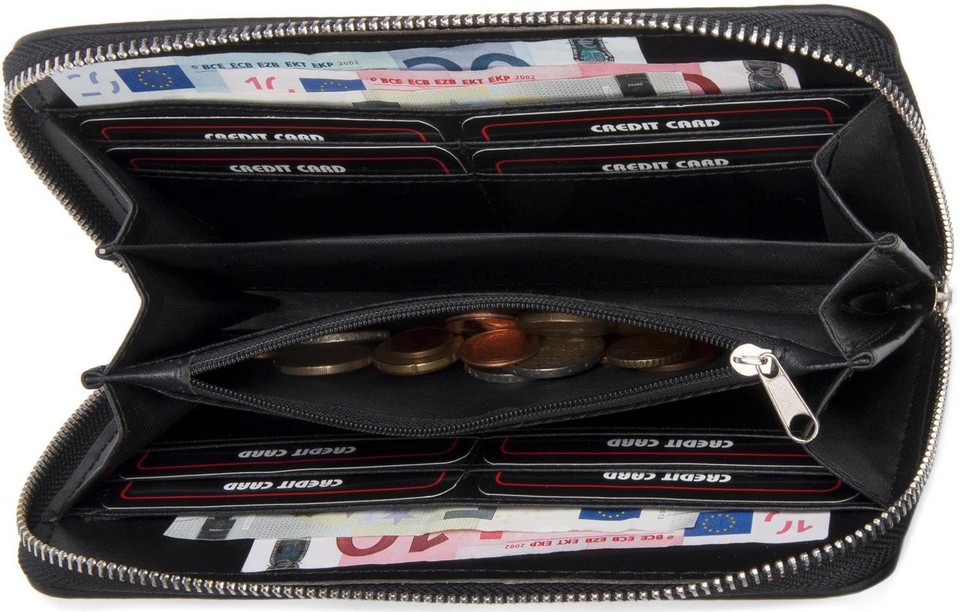 Damen Portemonnaie Metallic Stern Cut-Outs, Reißverschluss, Geldbörse ...