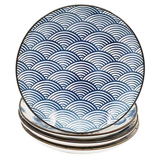 Ceramic Japanese Dinner Plates Set 7 Inch Appetizer Shallow Plates ...