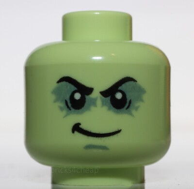 Lego Head Male Black Bushy Eyebrows Shadowed Eyelids Smirk Pattern | eBay