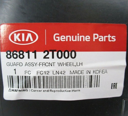 Genuine OEM Kia 86811 2T000 Driver Front Fender Liner 2011-2013 Optima ...