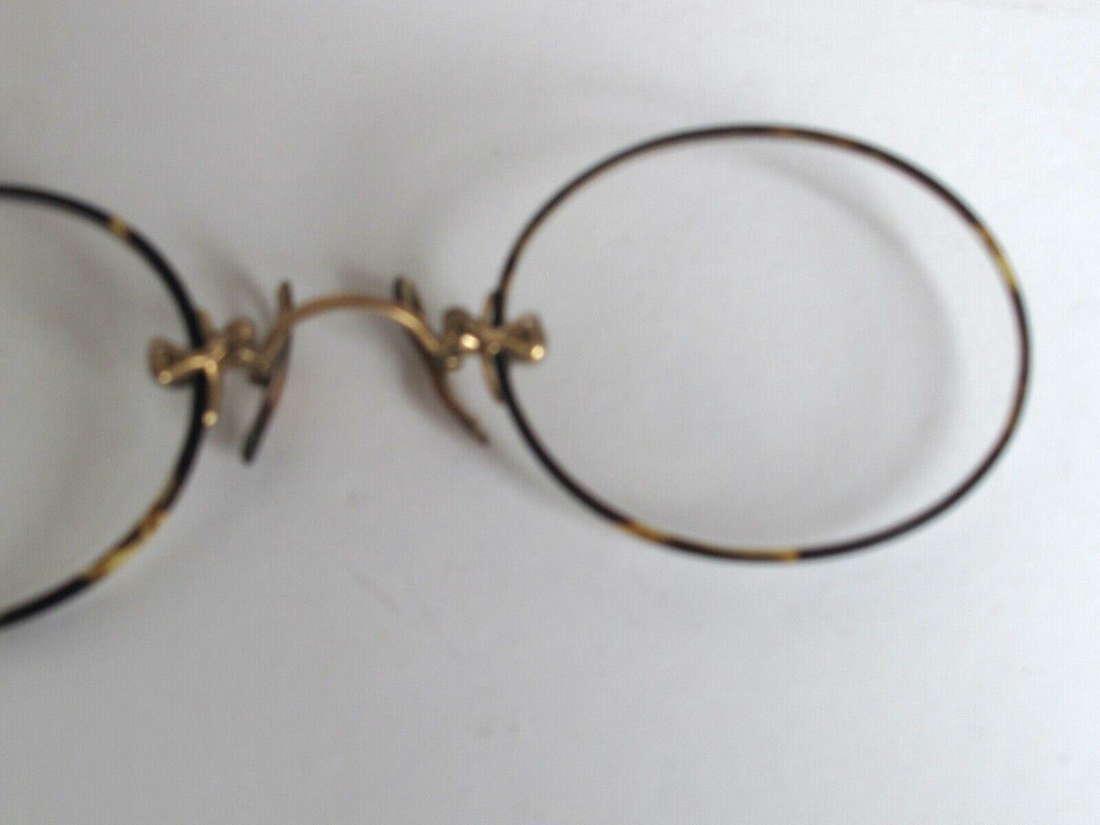 Antique Tortoise Pince Nez Eyeglasses with Case - Gem