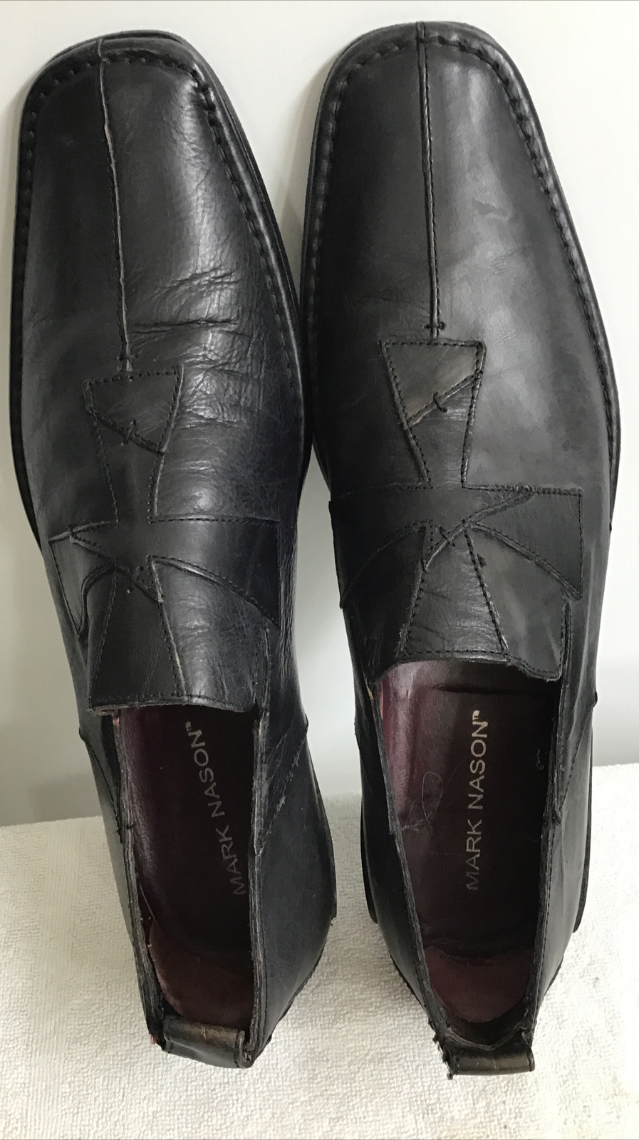 mark nason mens shoes Navy Leather Cross Stitch Top A… - Gem