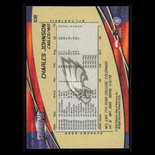 Charles Johnson #106 2000 Collectors Edge Supreme Philadelphia Eagles ...