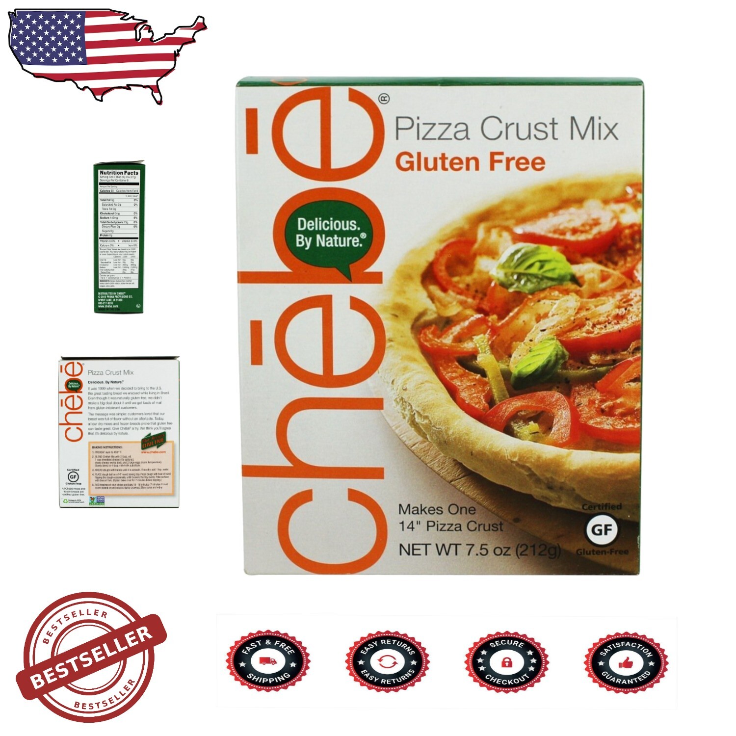 Pack of 8 Gluten-Free Pizza & Bread Mix - 7.5-Ounce Each for Delicious ...