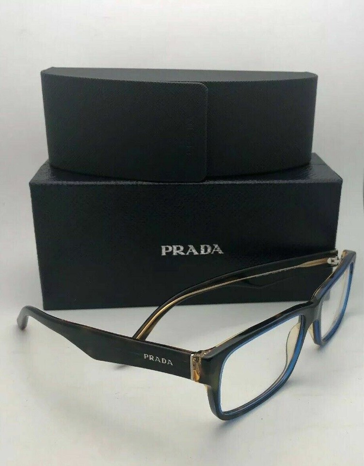 New PRADA Eyeglasses VPR 16M ZXH-1O1 55-16 Brown Tortoise & Blue Frames ...