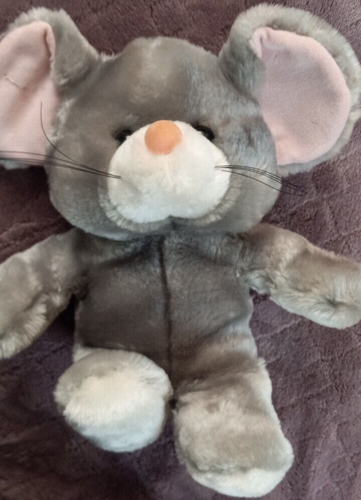 8" Fine Toy Co Sitting Gray/Grey Mouse Pink Ears/Nose Plush Stuffed ...