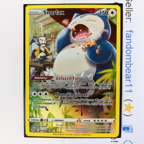 Snorlax ULTRA RARE card Trainers Gallery TG10/TG30 SWSH Lost Origin ...
