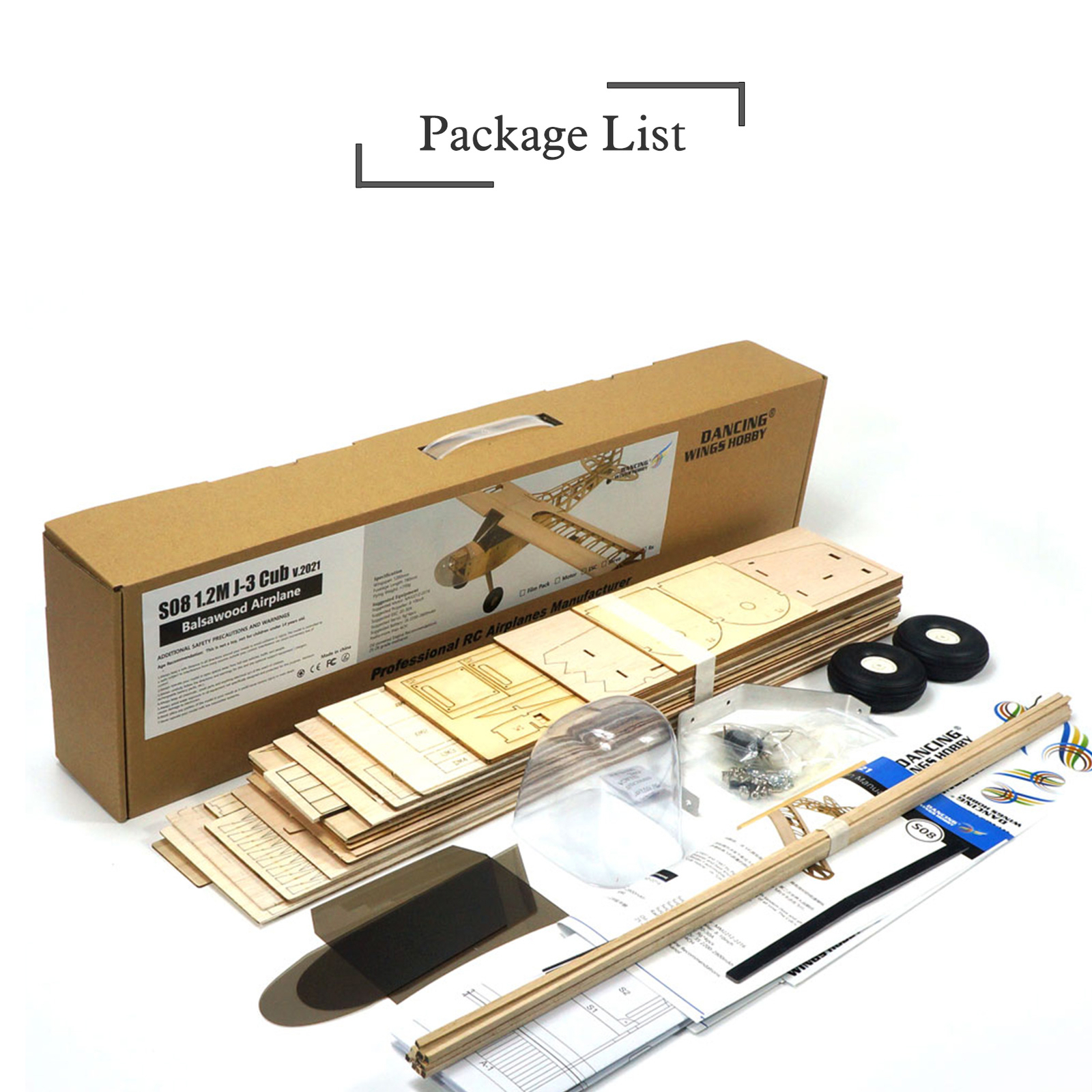 RC Airplane Dancing Wings Hobby S0801 Balsa Wood 1.2M Piper KIT DIY ...